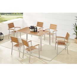Riess Ambiente Moderner Gartenstuhl DESIGNO natur greige Aluminium stapelbar wetterfest Riess-Ambiente