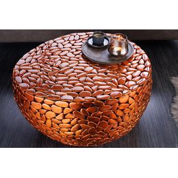 Riess Ambiente Runder Couchtisch STONE MOSAIC 75cm kupfer Metall Mosaik handmade Riess-Ambiente Sofatisch Wohnzimmertisch S&auml;ulentisch Urban
