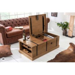 Riess Ambiente Massiver Couchtisch BODEGA 100cm braun honey finish Mangoholz Hausbar Truhe Stauraum Riess-Ambiente Sofatisch Wohnzimmertisch rechteckig Modern &...