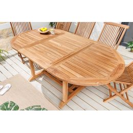 Riess Ambiente Ausziehbarer Gartentisch EMPIRE TEAK 120-180cm natur Massivholz oval Riess-Ambiente