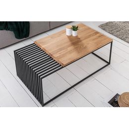Riess Ambiente Massivholz Couchtisch ARCHITECTURE 100cm Eiche ge&ouml;lt schwarzes Metallgestell Riess-Ambiente Sofatisch Wohnzimmertisch rechteckig Modern & Design