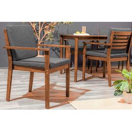 Riess Ambiente Outdoor Gartenstuhl KOPENHAGEN anthrazit braun Akazie honey finish inkl. Kissen stapelbar Riess-Ambiente Modern & Design