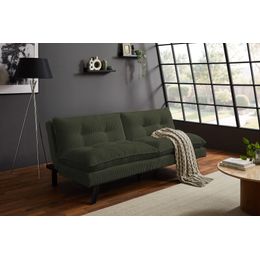 Riess Ambiente Modernes Schlafsofa COCOONING 190cm gr&uuml;n Cord 3-Sitzer Couch Riess-Ambiente Wohnzimmer