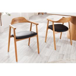 Riess Ambiente Retro Stuhl VALHALLA WOOD matt-braun Eiche Massivholz mit Armlehne Riess-Ambiente Esszimmerstuhl K&uuml;chenstuhl