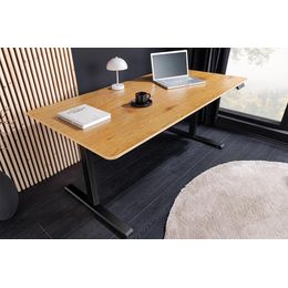Riess Ambiente H&ouml;henverstellbarer Schreibtisch OAK DESK 160cm natur Eiche schwarz Metall Riess-Ambiente rechteckig