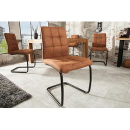 Riess Ambiente Industrial Freischwinger Stuhl MODENA hellbraun mit Ziersteppung Polsterstuhl Riess-Ambiente Esszimmerstuhl K&uuml;chenstuhl Modern & Design