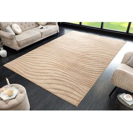 Riess Ambiente 3D strukturierter Kurzflor Teppich WAVE 230x160cm beige Hoch-Tief-Effekt Riess-Ambiente rechteckig Modern & Design