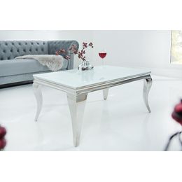 Riess Ambiente Eleganter Couchtisch MODERN BAROCK 100cm silber mit wei&szlig;em Opalglas Riess-Ambiente Sofatisch Wohnzimmertisch rechteckig