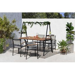 Riess Ambiente Outdoor Gartentisch RIO 190cm anthrazit Aluminium Massivholz mit Dekostange wetterfest Riess-Ambiente 4 Personen Modern & Design