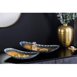 Riess Ambiente 2er Set Deko Schalen ORIENT 45cm gold Hammerschlag Design mit Patina Riess-Ambiente oval Modern & Design