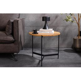 Riess Ambiente Runder Couchtisch FUSION 50cm Baumscheibe Eiche schwarz Metall Beistelltisch Riess-Ambiente Sofatisch Wohnzimmertisch Modern & Design