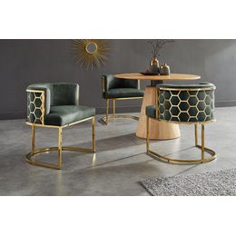 Riess Ambiente Stilvoller Stuhl ELEGANCE gr&uuml;n Samt gold Edelstahl mit Armlehne Riess-Ambiente Esszimmerstuhl K&uuml;chenstuhl Modern & Design