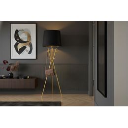 Riess Ambiente Vielseitige Stehlampe WARDROBE 175cm gold schwarz Garderobe mit Stoffschirm Metall Riess-Ambiente Modern & Design