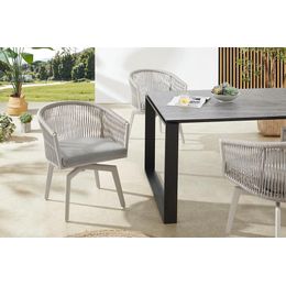 Riess Ambiente Drehbarer Stuhl ROPE greige Aluminium Gartensessel inkl. Kissen In- und Outdoor Riess-Ambiente Modern & Design