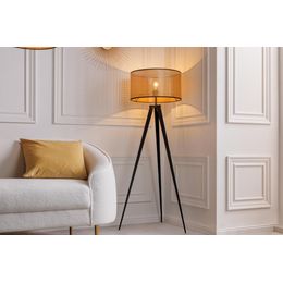 Riess Ambiente Boho Stehlampe VIENNA 142cm natur schwarz Wiener Geflecht Metall Dreifu&szlig; Stehleuchte Riess-Ambiente