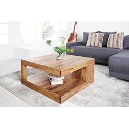 Riess Ambiente Design Couchtisch GIANT 80cm braun Sheesham Massivholz stone finish mit Ablage Riess-Ambiente Sofatisch Wohnzimmertisch rechteckig Urban