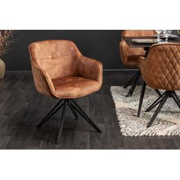 Riess Ambiente Drehbarer Design Stuhl EUPHORIA rost braun Samt mit Armlehne Metallgestell schwarz Polsterstuhl Riess-Ambiente Esszimmerstuhl K&uuml;chenstuhl Modern &...