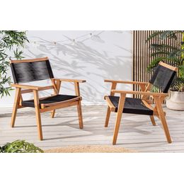 Riess Ambiente Wetterfestes 2er Set Gartenstuhl BALI ROPE natur anthrazit Akazienholz Loungesessel Riess-Ambiente