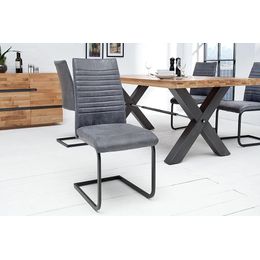 Riess Ambiente Industrial Freischwinger Stuhl APARTMENT antik grau mit Metallgestell Polsterstuhl Riess-Ambiente Esszimmerstuhl K&uuml;chenstuhl Modern & Design