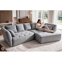 Riess Ambiente Modernes Big Sofa ROYAL 295cm grau Veloursstoff Federkern XXL-Couch Riess-Ambiente Wohnzimmer