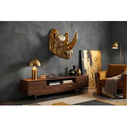 Riess Ambiente Deko-Wandfigur RHINO 60cm gold handmade Nashorn-Skulptur Riess-Ambiente Modern & Design