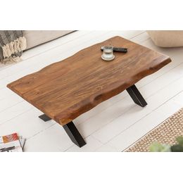 Riess Ambiente Massivholz Couchtisch MAMMUT 110cm Akazie Baumkante honey finish 3,5cm Tischplatte Baumtisch Riess-Ambiente Sofatisch Wohnzimmertisch rechteckig...