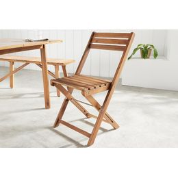 Riess Ambiente Outdoor Balkon Stuhl BALI natur honey Akazienholz klappbar wetterfest Gartenstuhl Riess-Ambiente