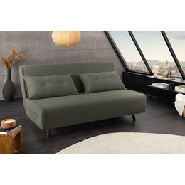 Riess Ambiente Retro Schlafsessel SMART MULTIFUNCTION 140cm gr&uuml;n Cord Bettfunktion inkl. Kissen Riess-Ambiente