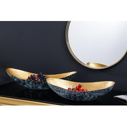 Riess Ambiente Handgerfertigtes 2er Set Deko Schalen ABSTRACT ORIENT 55cm gold Metall Patina Riess-Ambiente oval Modern & Design