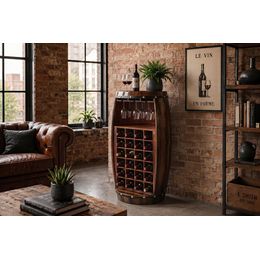 Riess Ambiente Massives Weinregal BODEGA 97cm coffee braun Pinie Fass-Bartisch f&uuml;r 24 Flaschen Riess-Ambiente Modern & Design