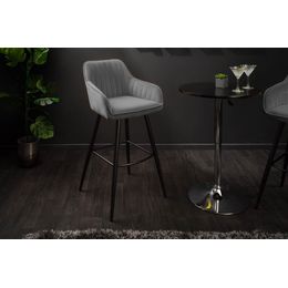 Riess Ambiente Edler Barhocker TURIN silbergrau Samt mit Ziersteppung Barstuhl mit Armlehne Polsterstuhl Riess-Ambiente f&uuml;r K&uuml;che Tresenhocker Bistrohocker...