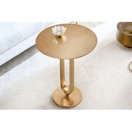 Riess Ambiente Runder Beistelltisch ELEGANCE 60cm gold Metall Aluminium handmade Riess-Ambiente S&auml;ulentisch Modern & Design