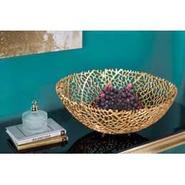 Riess Ambiente Filigrane Design Schale ABSTRACT LEAF 45cm gold Handarbeit Riess-Ambiente organisch Modern & Design