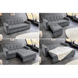 Riess Ambiente Ausziehbares Schlafsofa SMART 180cm grau Cord 2-Sitzer Couch mit Nosagfederung Riess-Ambiente Wohnzimmer Modern & Design