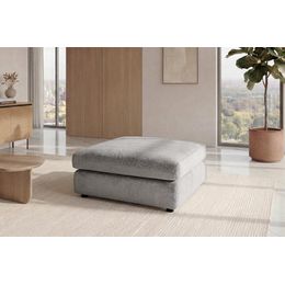 Riess Ambiente Gro&szlig;er Hocker SOHO 100cm grau Chenillestoff Polsterhocker mit Wellenunterfederung Riess-Ambiente Modern & Design
