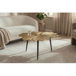 Riess Ambiente Dekorativer Couchtisch GINKGO LEAFS 75cm gold handmade Metall Riess-Ambiente Sofatisch Wohnzimmertisch Modern & Design