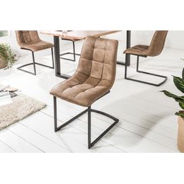 Riess Ambiente Design Freischwinger Stuhl MIAMI taupe antik Microfaser Metallgestell matt schwarz Polsterstuhl Riess-Ambiente Esszimmerstuhl K&uuml;chenstuhl Modern &...
