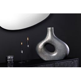 Riess Ambiente Handgefertigte Vase RING 40cm dunkelgrau Metall Dekoration Blumenvase Riess-Ambiente organisch Modern & Design