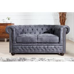 Riess Ambiente Chesterfield 2-Sitzer Sofa 150cm antik grau Microfaser Federkern Knopfheftung Riess-Ambiente Wohnzimmer