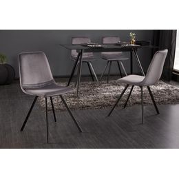 Riess Ambiente Retro Stuhl AMSTERDAM CHAIR dunkelgrau Samt Designklassiker Riess-Ambiente Esszimmerstuhl K&uuml;chenstuhl
