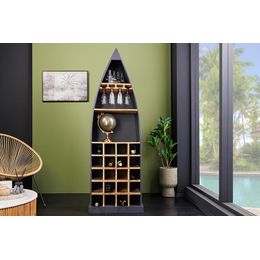 Riess Ambiente Massivholz Weinregal SEVEN SEAS 180cm anthrazit natur Mango Flaschenregal Riess-Ambiente