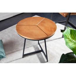 Riess Ambiente Runder Beistelltisch OAK ELEGANCE 45cm Eiche-Design schwarzes Metallgestell Riess-Ambiente Modern & Design