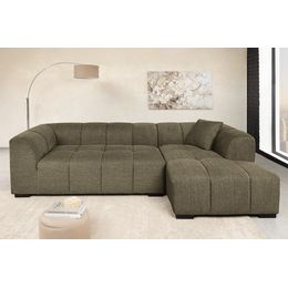 Riess Ambiente Modernes Ecksofa CITY 240cm gr&uuml;n Strukturstoff 3-Sitzer Couch inkl. Kissen Riess-Ambiente L-Form Wohnzimmer