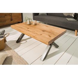 Riess Ambiente Massivholz Couchtisch THOR 110cm Wildeiche ge&ouml;lt X-Gestell Metall anthrazit Industrial Design Riess-Ambiente Sofatisch Wohnzimmertisch rechteckig...