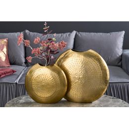 Riess Ambiente Elegantes Vasen 2er Set ORIENTAL 44cm gold im Grid Hammerschlag Design Riess-Ambiente rund Modern & Design