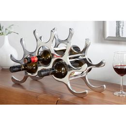 Riess Ambiente Modernes Weinregal FLAME 48cm silber f&uuml;r 10 Flaschen Flaschenhalter Riess-Ambiente