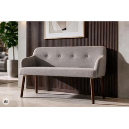 Riess Ambiente Nordische Sitzbank SCANDINAVIA MEISTERST&Uuml;CK 115cm taupe braun Massivholz mit Armlehne Riess-Ambiente Scandinavisch