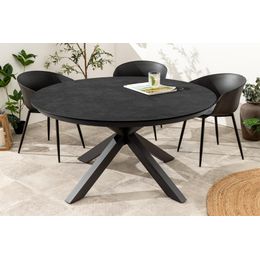 Riess Ambiente Runder In- und Outdoor Esstisch GALAXY 120cm anthrazit Keramik Aluminium Gartentisch Riess-Ambiente 4 Personen Modern & Design