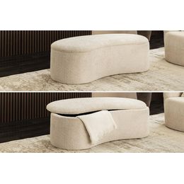 Riess Ambiente Extravagante Polsterbank ELEMENTAL 120cm champagner beige Feinstrick Boucl&eacute; mit Stauraum Riess-Ambiente Modern & Design
