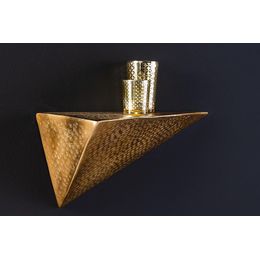 Riess Ambiente Handgefertigtes Wandregal PYRAMID 40cm gold antik Metall Hammerschlag Design Riess-Ambiente Modern & Design